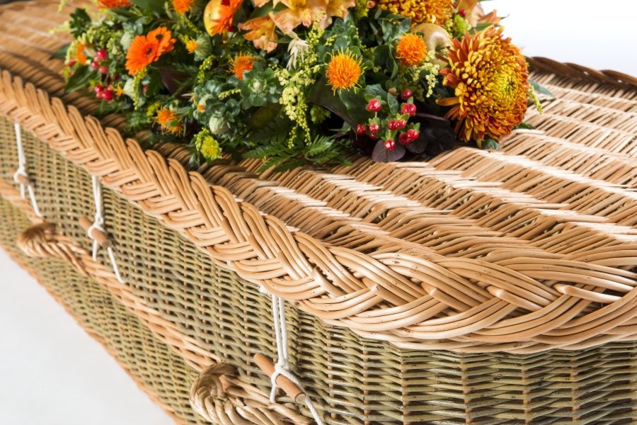 English Willow Rounded Coffin in Green - The green coffin company.com